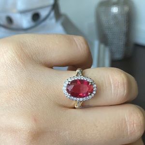 Jewelry | Nwt 18k Gold Plated Ruby Ring | Poshmark